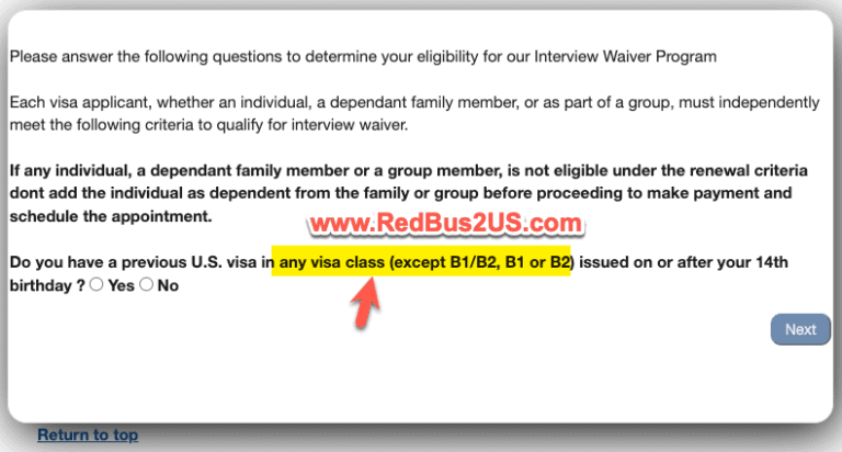US Visa Interview Waiver Questions Updated in Appointment Booking ...