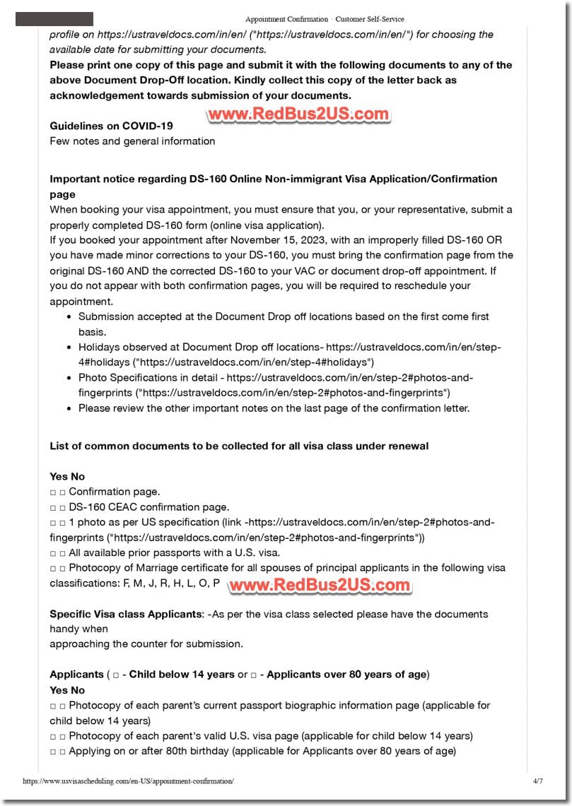 Sample US Visa Dropbox / Interview Waiver Confirmation Letter