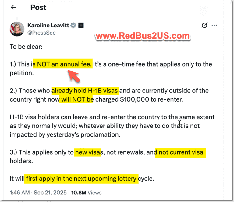 USCIS, CBP Guidance on Trump's H1B $100K Fee Proclamation - RedBus2US