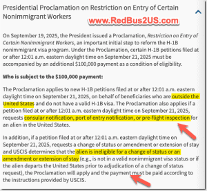 H1B Visa $100K Fee Clarification by USCIS: Who does it Impact? Renewals? - RedBus2US